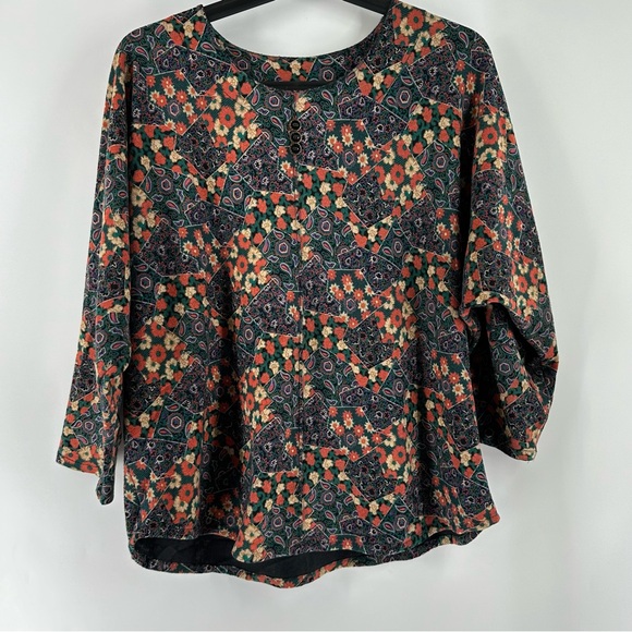 Vintage | Tops | Vintage Granny Relaxed Blouse Top Quarter Sleeve ...